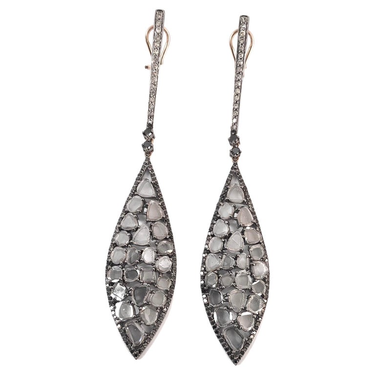 Diamond Slices with Pave Diamonds Earrings For Sale at 1stDibs