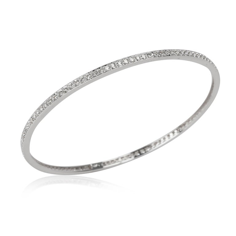 Diamond Slip On Bangle in 18k White Gold 1.75 CTW For Sale at 1stDibs