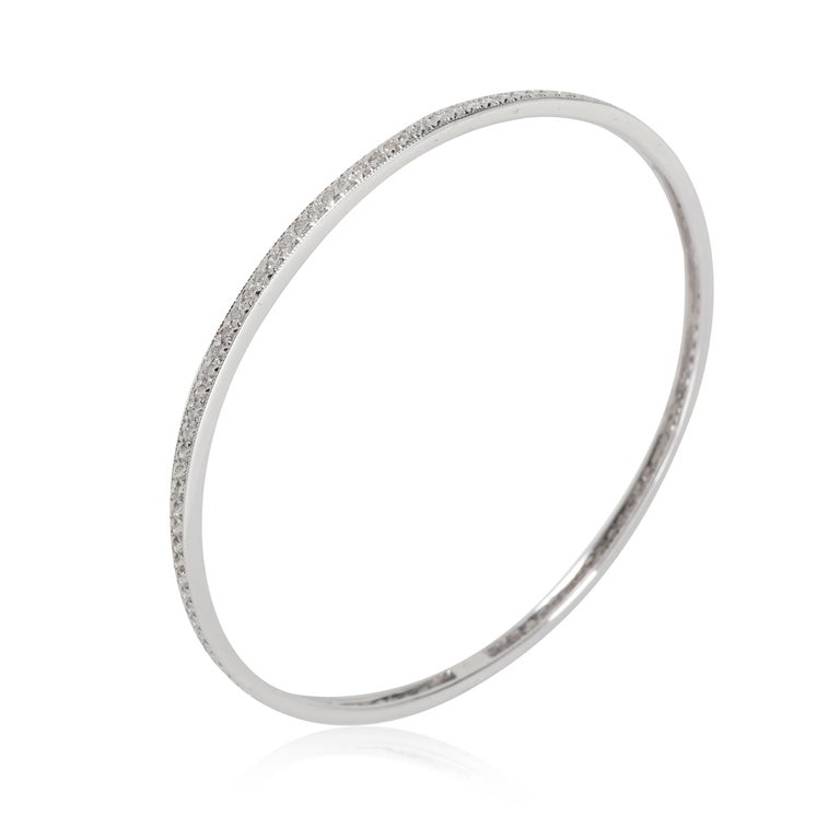 Diamond Slip on Bangle in 18k White Gold 1.75 Ctw For Sale at 1stDibs
