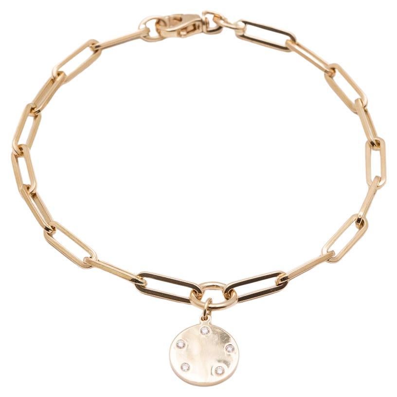 Diamond Token Bracelet 14k Yellow Gold For Sale at 1stDibs