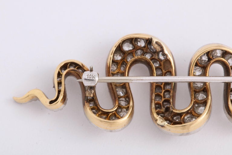 Diamond Snake Brooch For Sale at 1stDibs