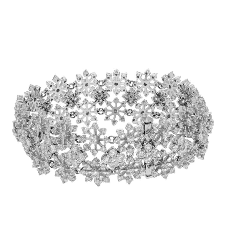 Diamond Snowflake Tennis Link Bracelet in White Gold 4.60 Carat at ...