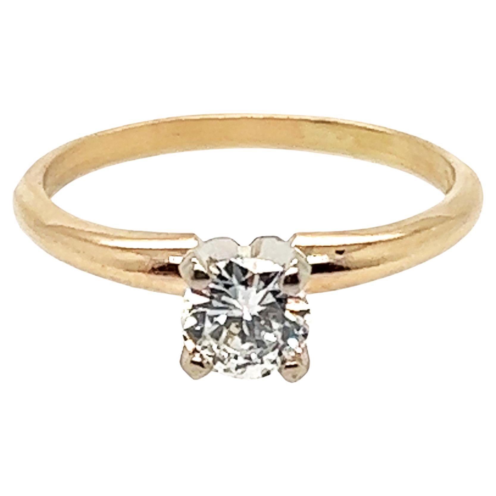 Diamond Solitaire Engagement Ring 1/2ct RBC G/VS2 14K Yellow Gold Ring ...