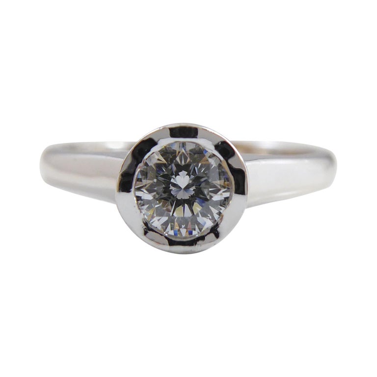Diamond Solitaire Ring in "Lattice" Mount, 18ct White Gold New and ...