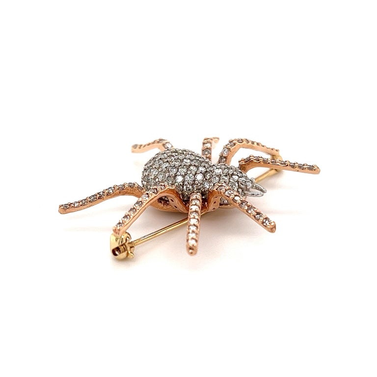 Diamond Spider Gold Brooch Pin Estate Fine Jewelry For Sale at 1stDibs