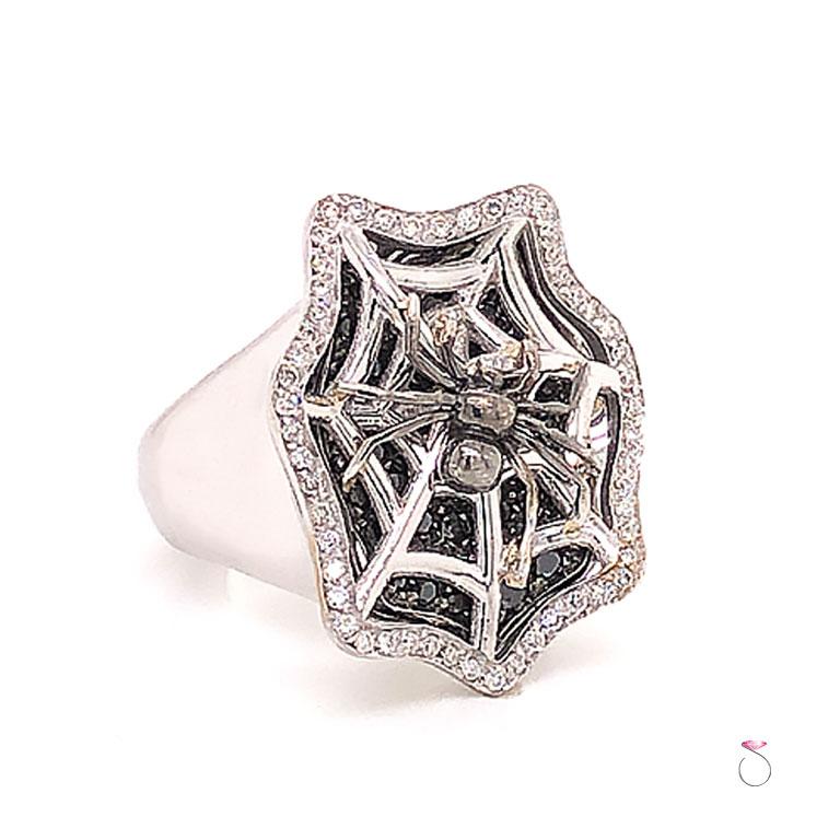 Diamond Spider Ring in 18K White Gold, White and Black Diamonds ...