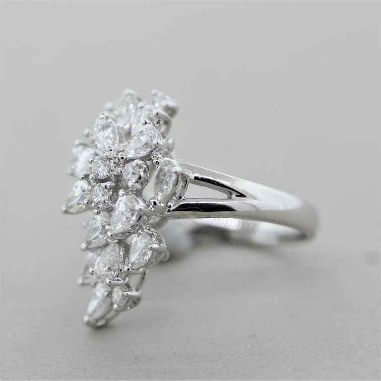 Diamond Spray Gold Cluster Ring For Sale at 1stDibs