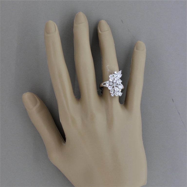 Diamond Spray Gold Cluster Ring For Sale at 1stDibs