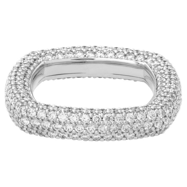 Diamond Square Eternity Band with Pave Round Brilliant Cut Diamonds Set ...