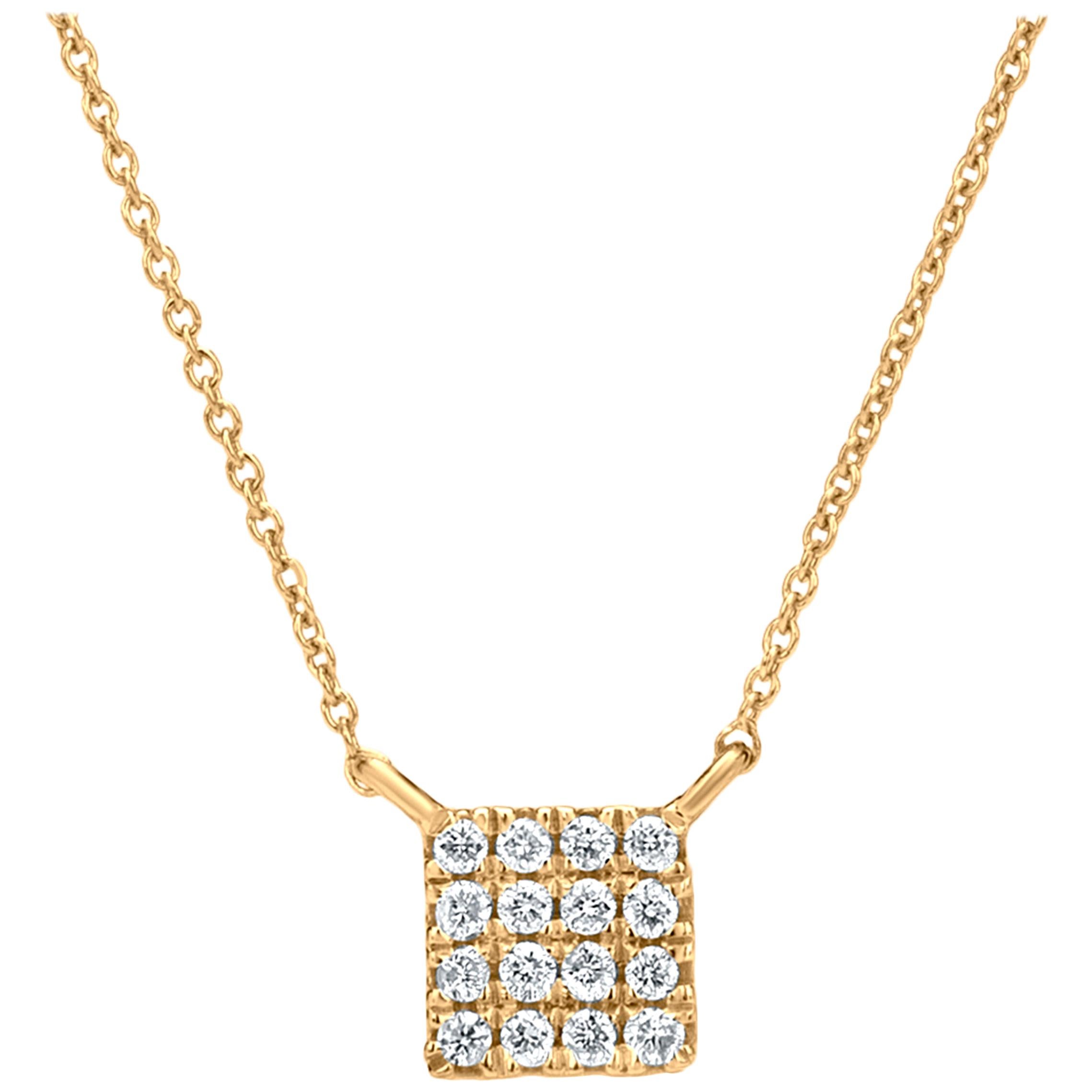 Diamond Pendant Necklace Square For Sale at 1stDibs