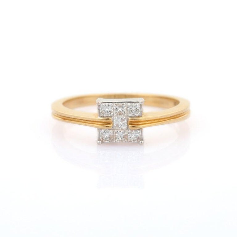 Customizable Diamond Square-Shaped Ring in 18K Yellow Gold For Sale at ...