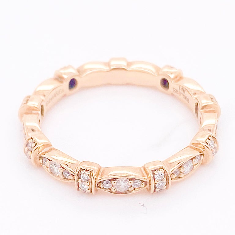 Customizable Diamond Stackable Band Rose Gold .29 Ct Diamond Wedding ...