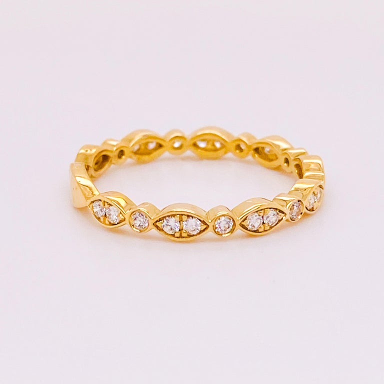 Diamond Stackable Ring Alternating Design in 14K Yellow Gold Wedding ...
