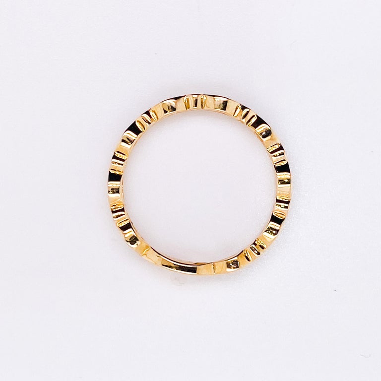 Diamond Stackable Ring Alternating Design in 14K Yellow Gold Wedding ...
