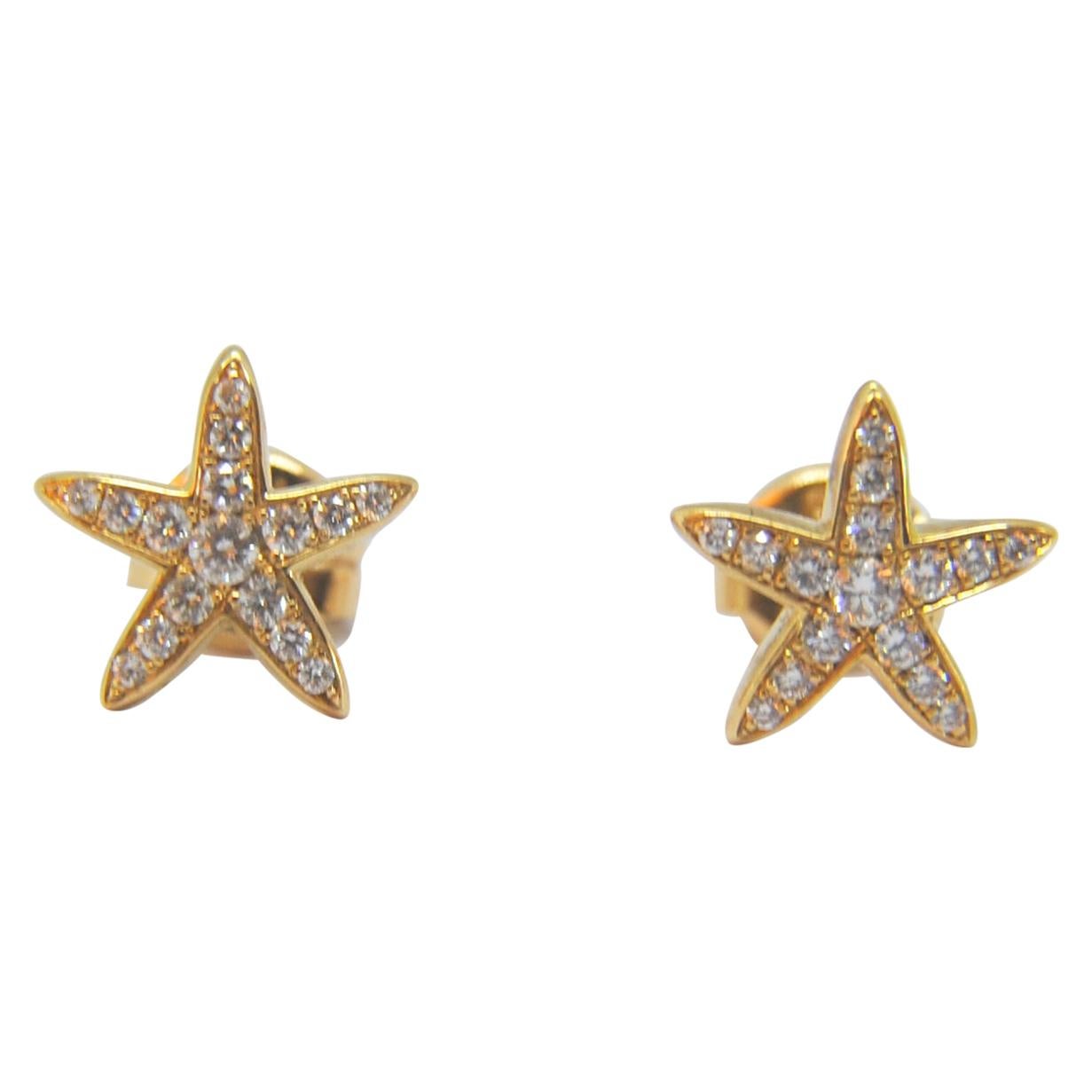 Black Diamond Sea Star Earrings in 18 Karat Rose Gold at 1stDibs