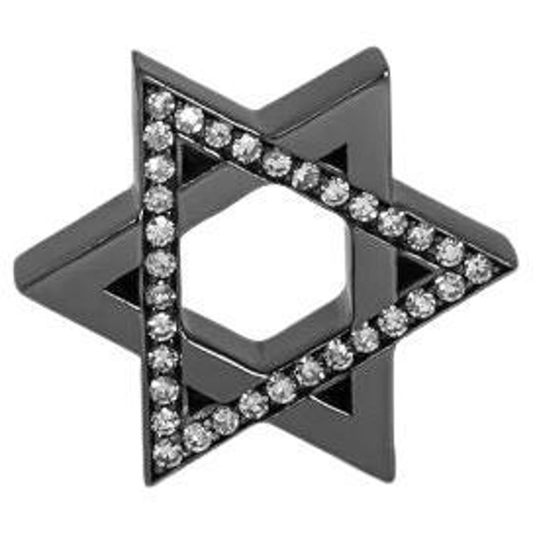 Diamond Star of David Pendant in Black Rhodium Plated Sterling Silver ...
