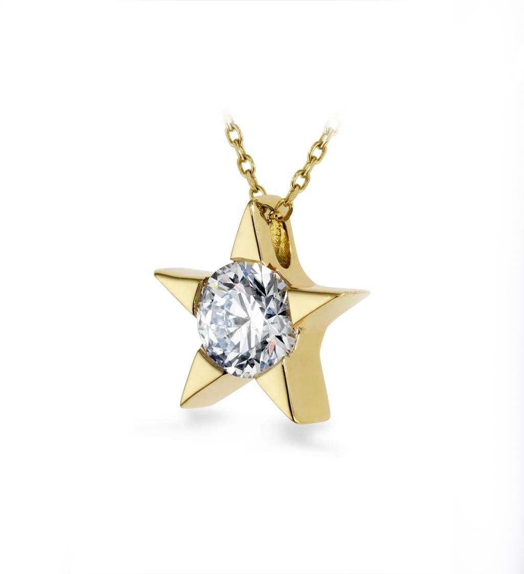 Diamond Star pendant "hearts on fire" necklace 18k white and yellow ...