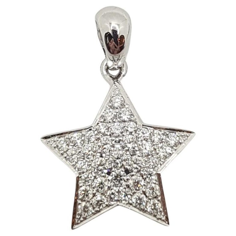 Diamond Star Pendant Set in 18 Karat White Gold Settings For Sale at ...