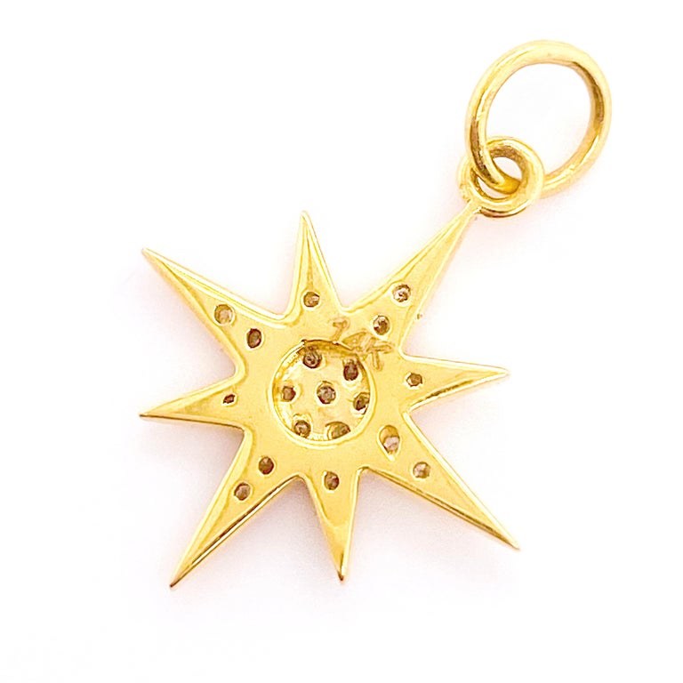 Diamond Star Pendant, Yellow Gold, 19 Diamonds North Star Charm, North ...