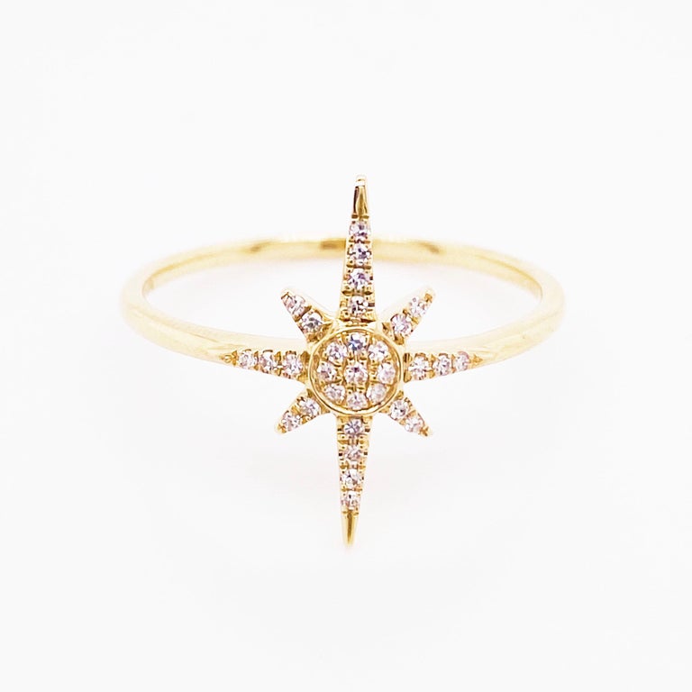 Diamond Star Ring, 14 Karat Yellow Gold Compass Star, North Star ...