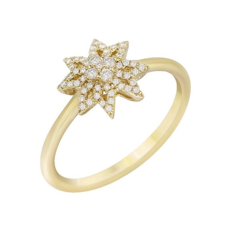 Diamond Star Yellow Gold Ring For Sale at 1stDibs