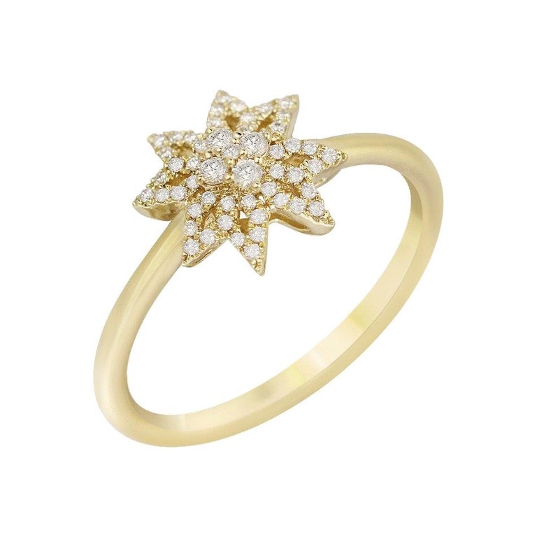 Diamond Star Yellow Gold Ring For Sale at 1stDibs
