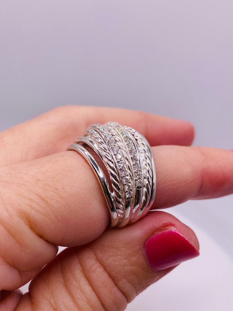 Diamond Sterling Silver Ring For Sale at 1stDibs