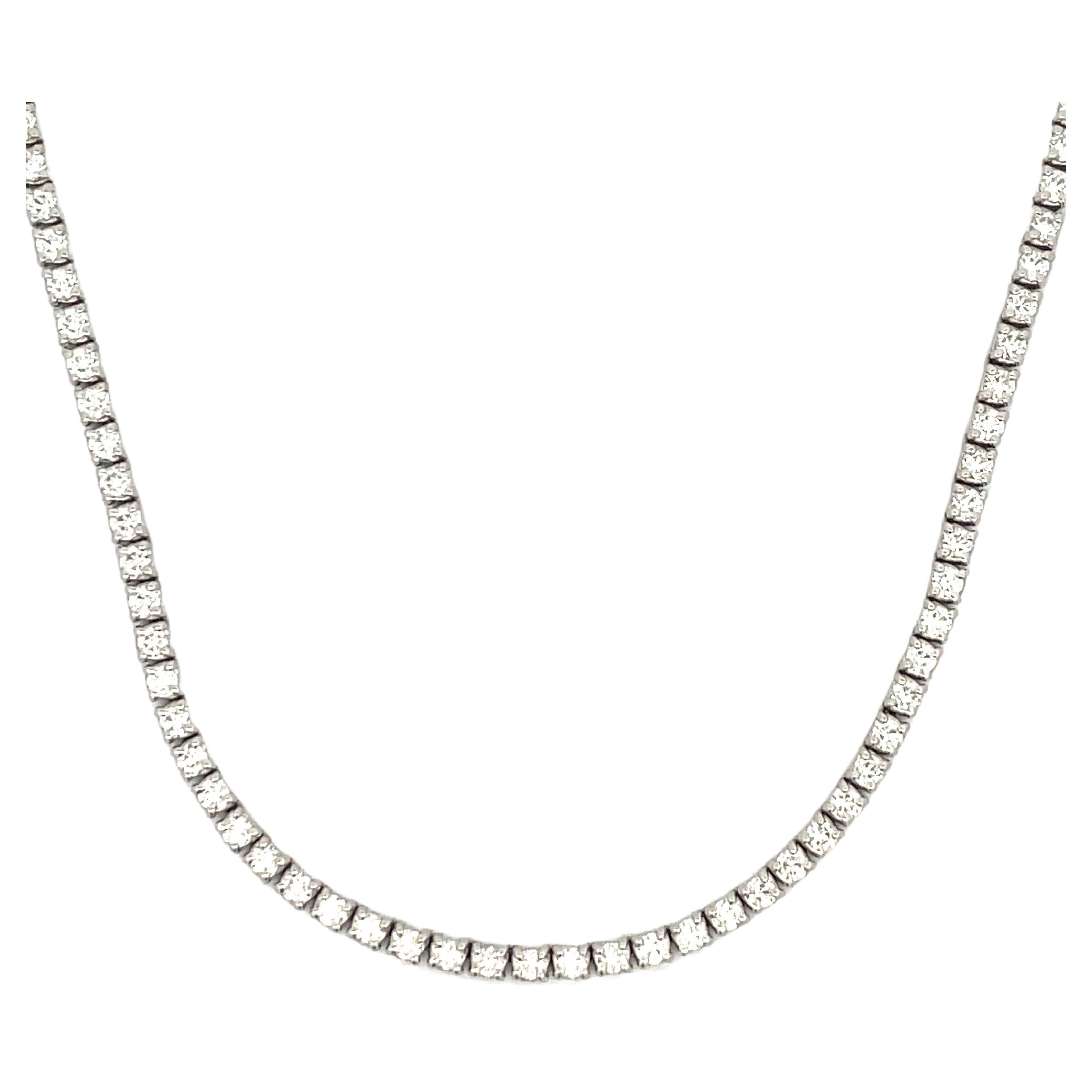 Diamond Straight Line Necklace 10.27 Carats 0.06cts 14 Karat White Gold ...