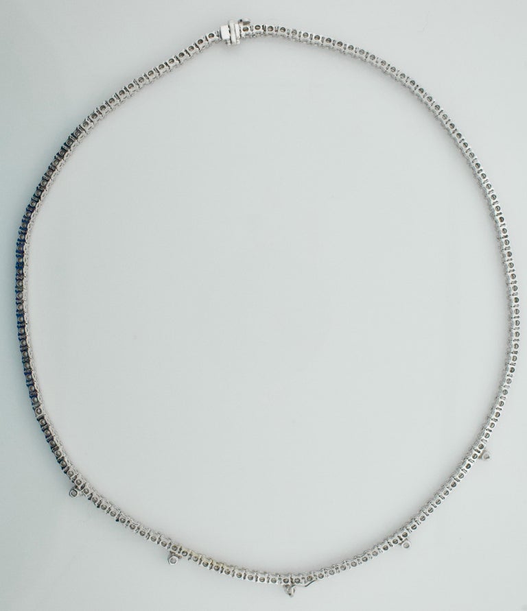 Diamond Straight Line Necklace in 18 Karat 7.61 Carat For Sale (Free ...