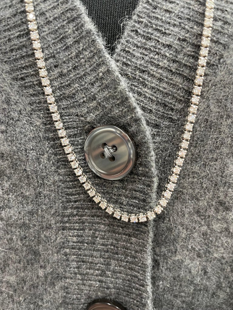 Diamond Straight Line Opera Necklace 15 Carats F-G 14k White Gold For ...