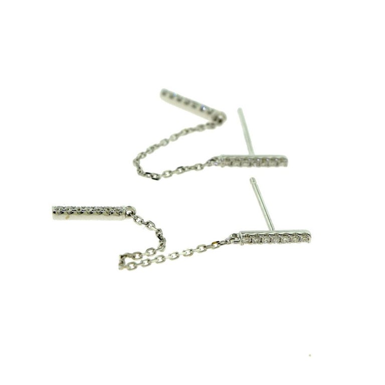 Diamond String Hanging White Gold Drop / Dangle Earrings For Sale (Free ...