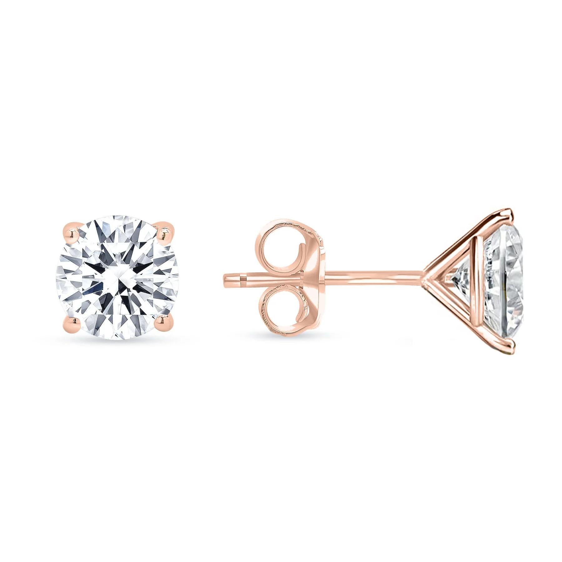 Diamond Stud Earring - 4 Prong Push Back Martini Setting For Sale at ...