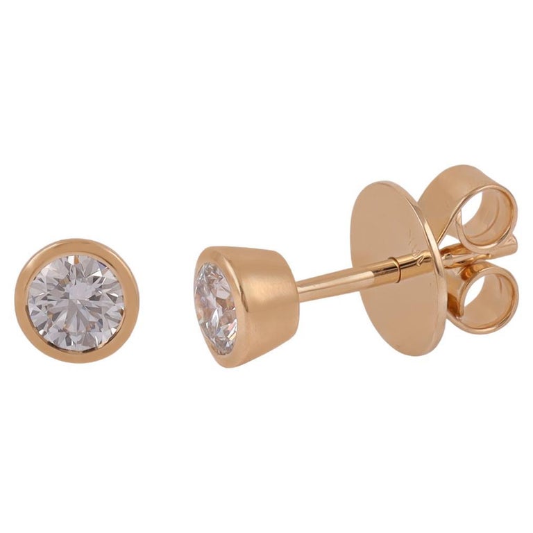Diamond Stud Earrings 0.46 Carats 18 Karat Yellow Gold close Setting ...