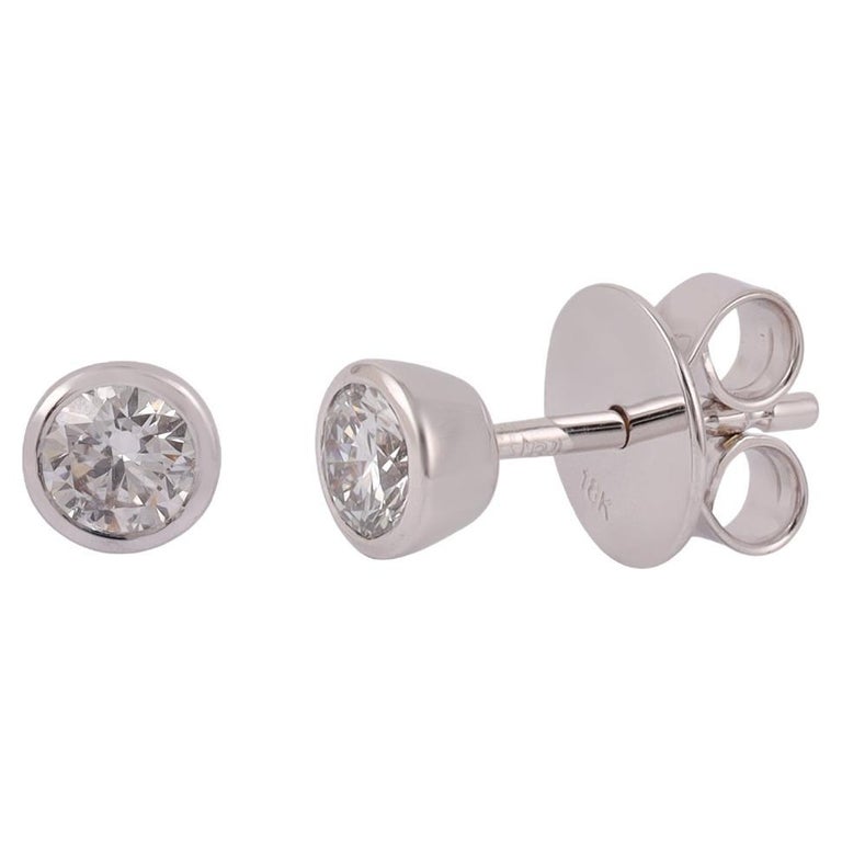 Diamond Stud Earrings 0.46 Carats 18 Karat Yellow Gold close Setting ...