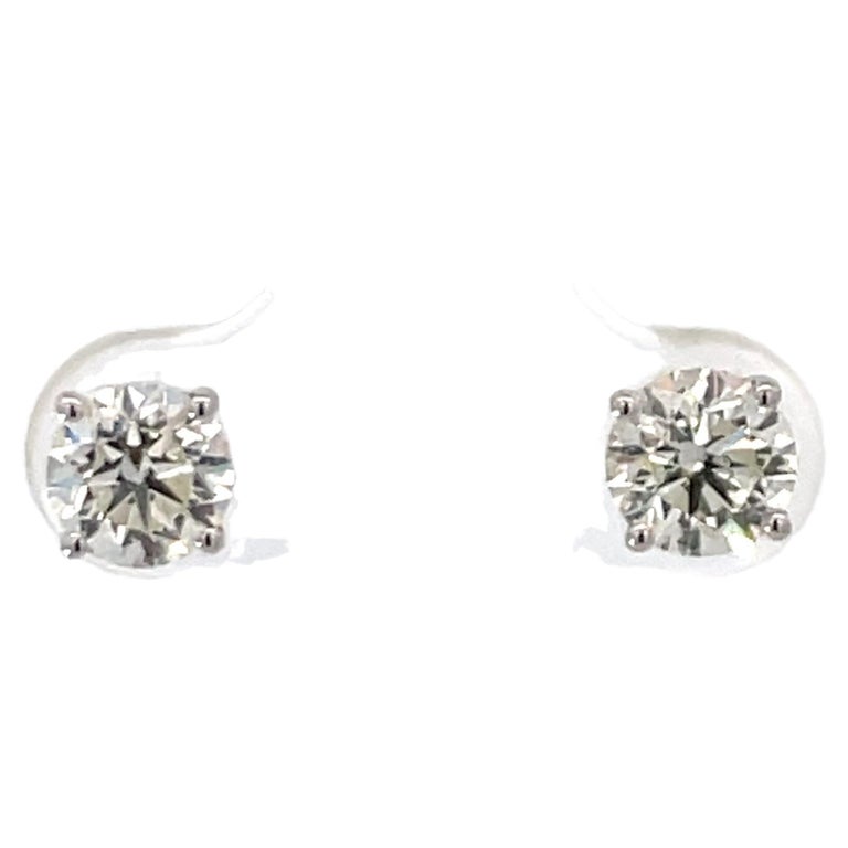 Diamond Stud Earrings 1.60 Carats L SI1-SI2 14 Karat White Gold Basket ...