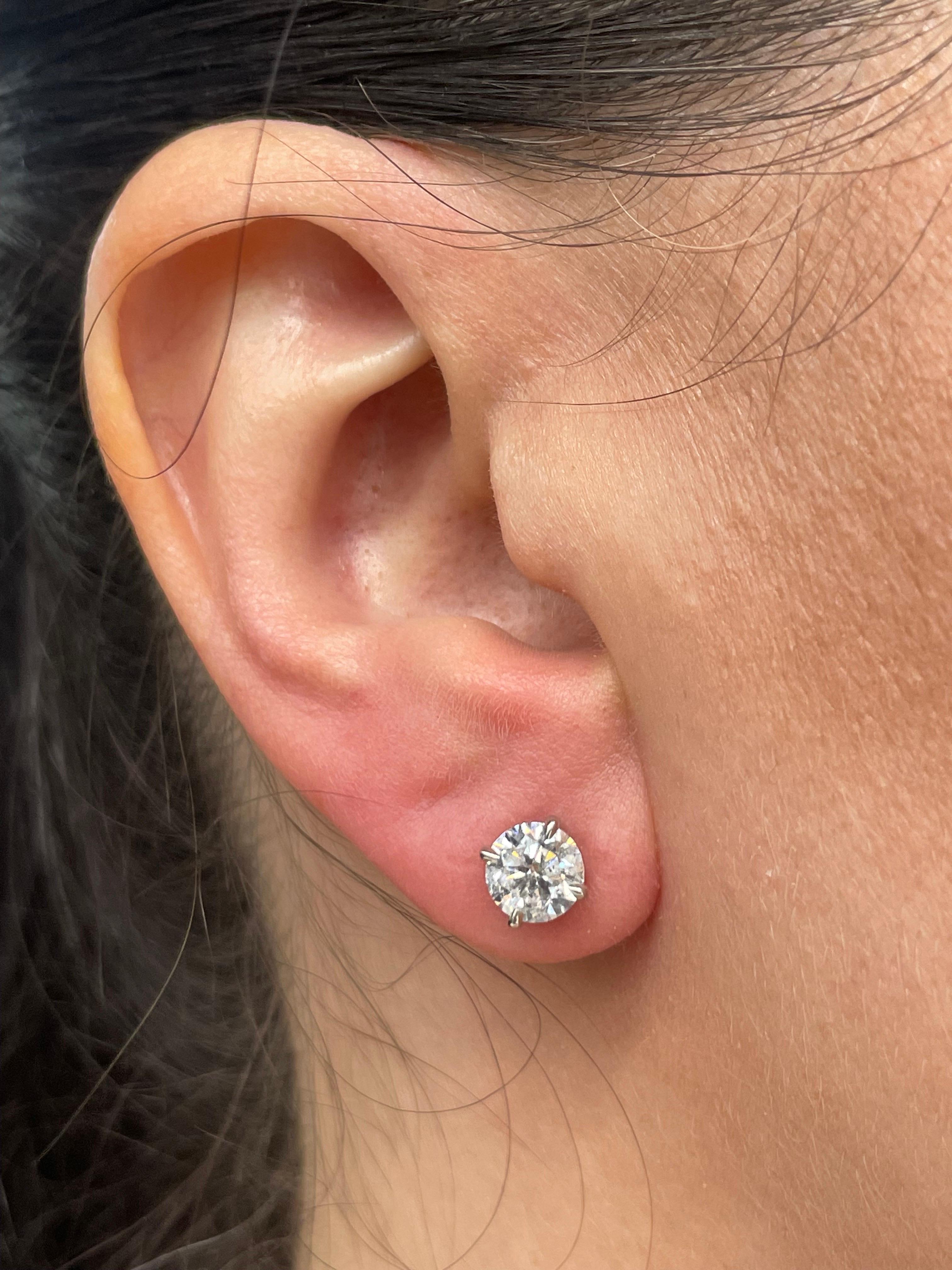 Diamond Stud Earrings 2 Carats G-H 1 14 Karat White Gold Basket Setting ...