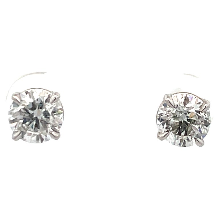 Diamond Stud Earrings 2 Carats G-H 1 14 Karat White Gold Basket Setting ...