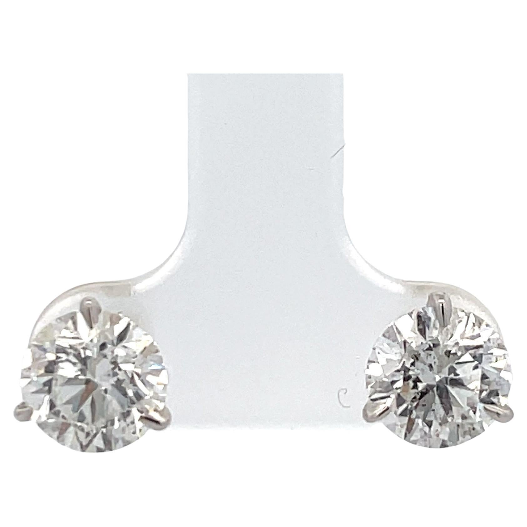 Diamond Stud Earrings 1.41 Carats J SI2-3 14 Karat White Gold Champagne ...