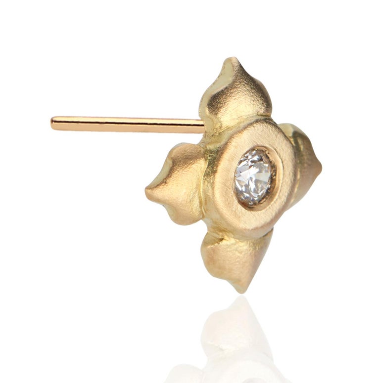 Diamond Stud Earrings in Lotus Flower Motif For Sale at 1stDibs | lotus ...