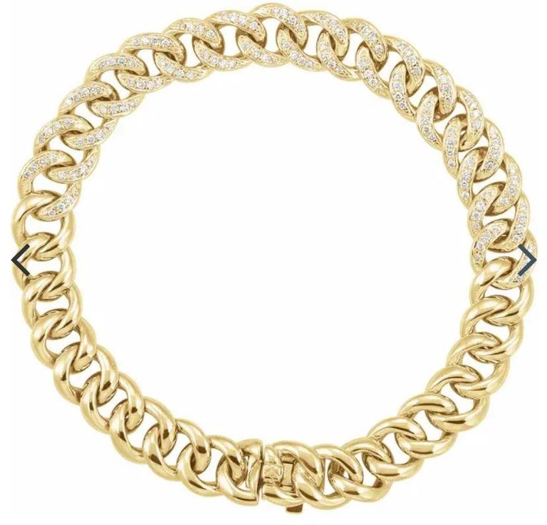 Diamond Studded Curb Chain Bracelet For Sale at 1stDibs