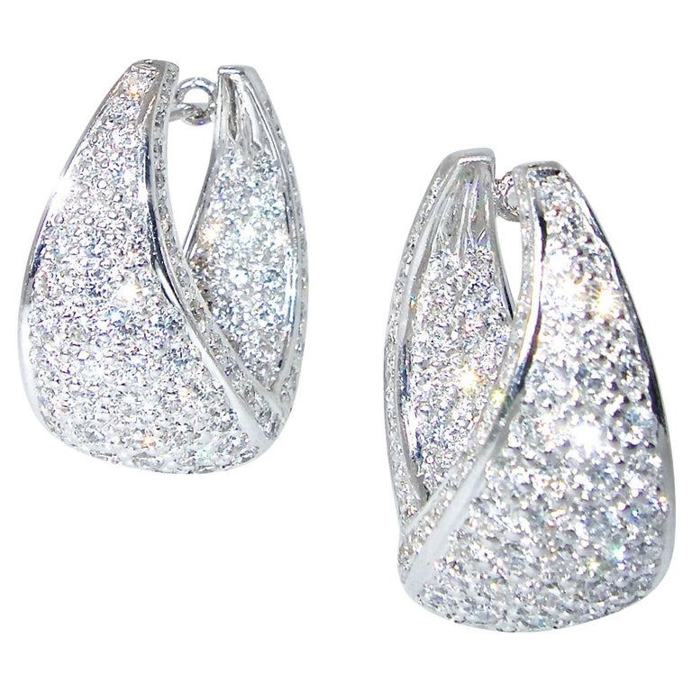 Diamond Studded Hoop Style Earrings at 1stDibs