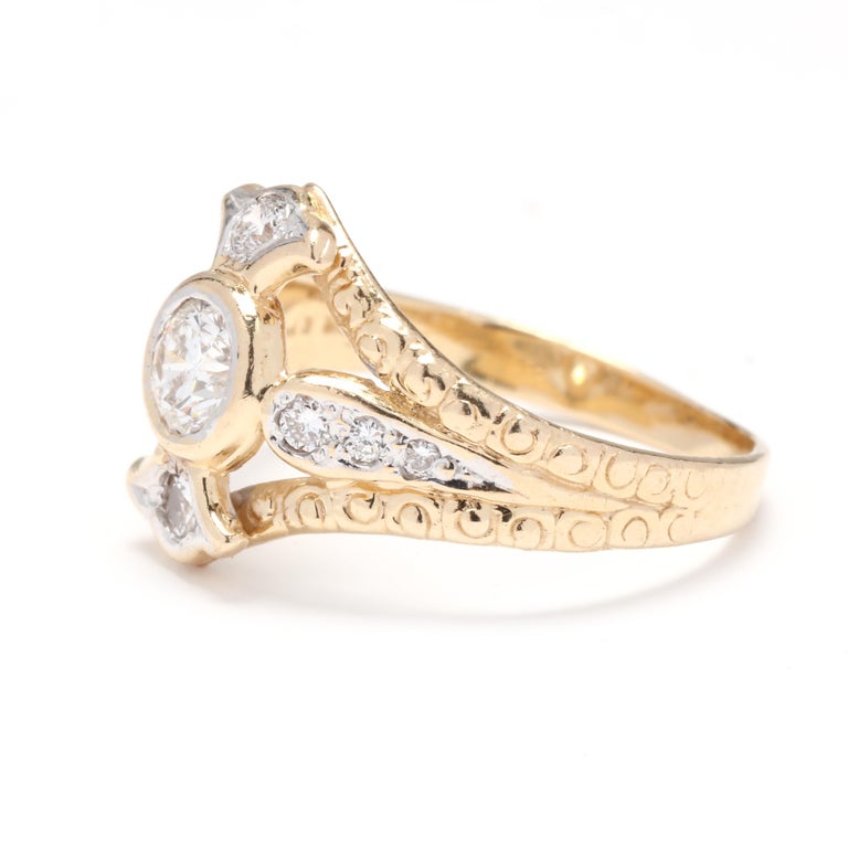 Diamond Swirl Ring, 14K Yellow Gold, Ring, Everyday Diamond Ring For ...