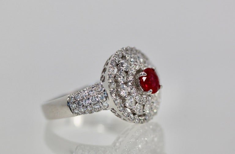 Diamond Target Ring 2 Carat Ruby Center 18 Karat For Sale (Free ...