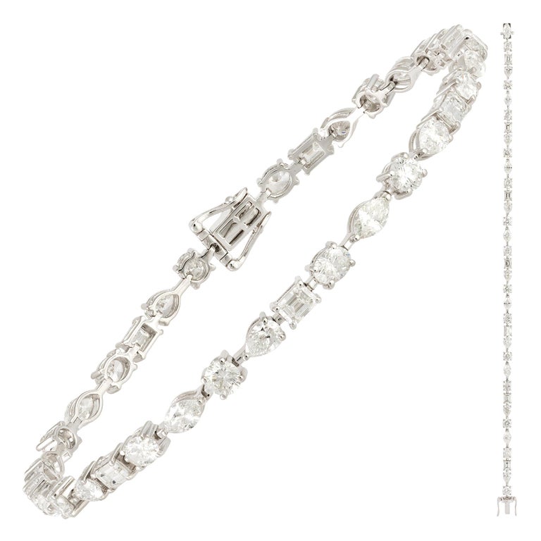 Diamond Tennis Bracelet 18k White Gold Diamond 1 10 Cts 7 Pcs Emerald 0