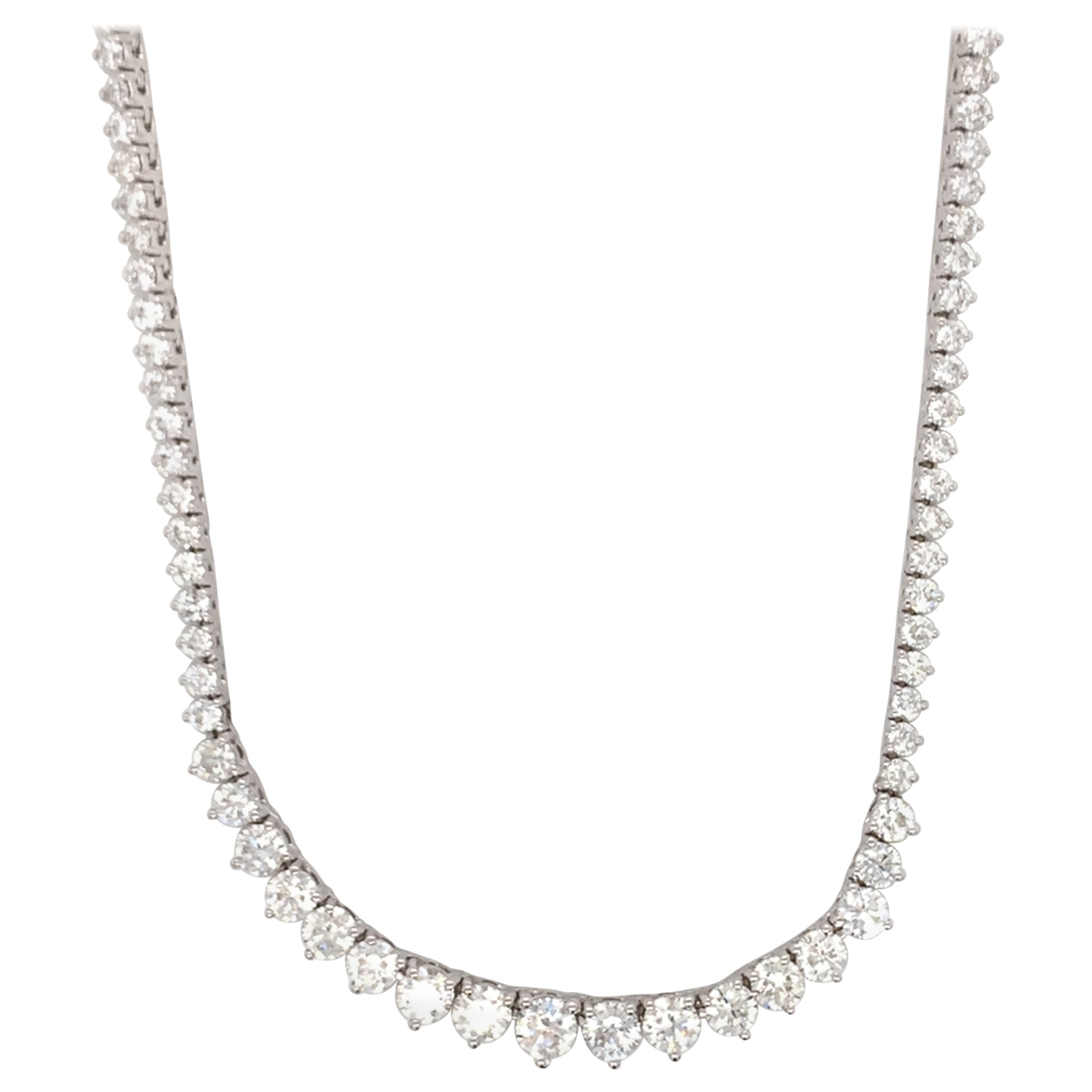 Long Diamond Tennis Necklace with Diamond Motifs For Sale at 1stDibs