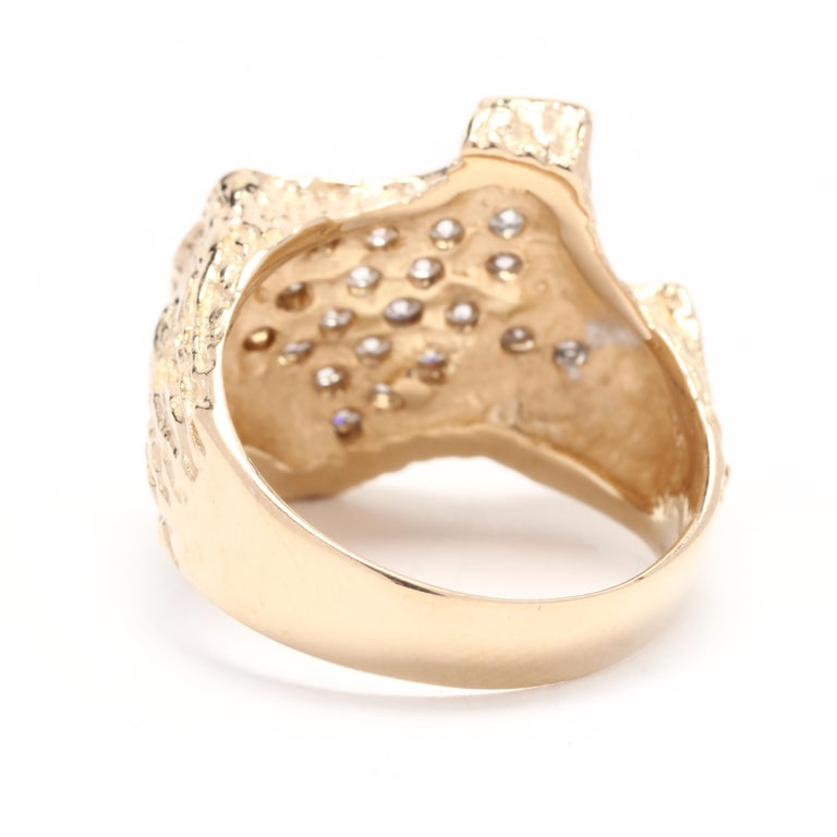 Diamond Texas State Ring, 14K Yellow Gold, Large Gent's For Sale at 1stDibs