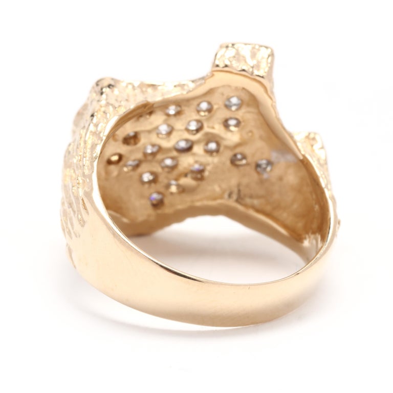 Diamond Texas State Ring, 14K Yellow Gold, Large Gent's For Sale at 1stDibs