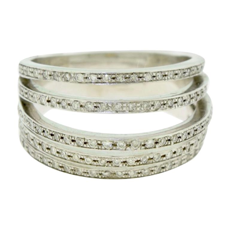 Diamond Three Dimensional Multi Layer Diamond Wide Band Ring For Sale ...