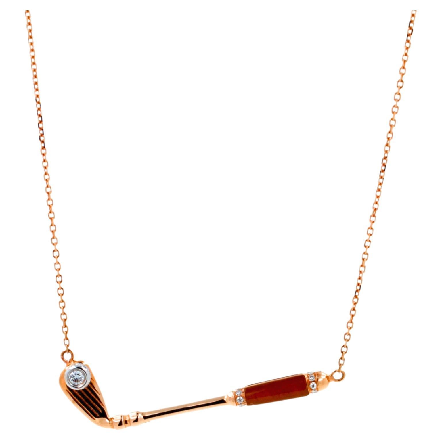 Sal Praschnik 18 Karat Diamond Golf Ball Tee Pendant Necklace For Sale ...