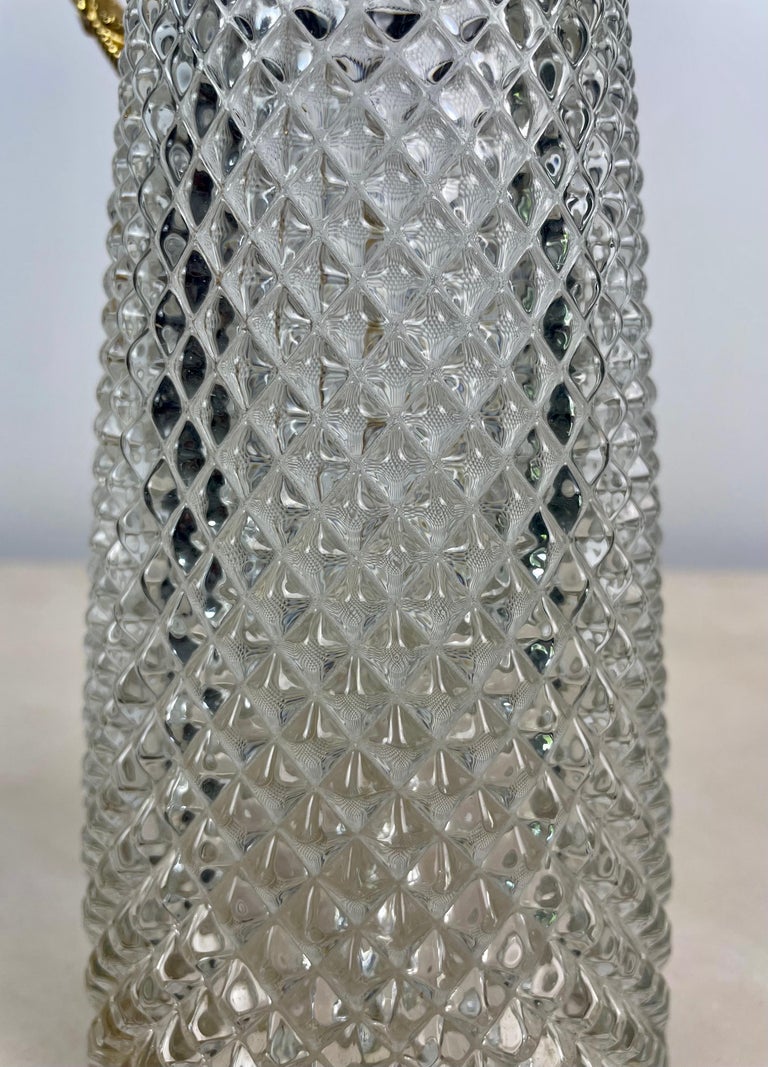 Diamond Tip Crystal and Gilt Metal Jug Ewer - Carafe - Italy 1930s Art ...
